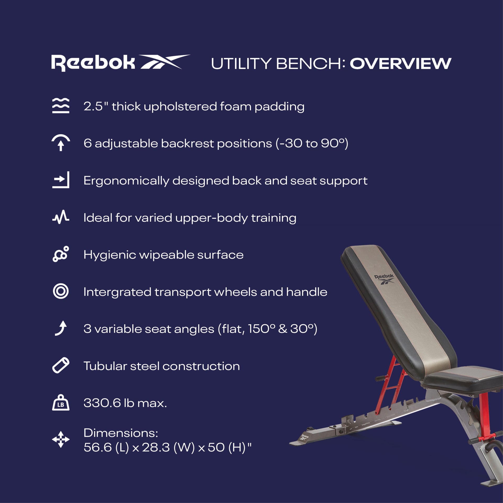 Reebok Adjustable Utility Bench – Reebok US